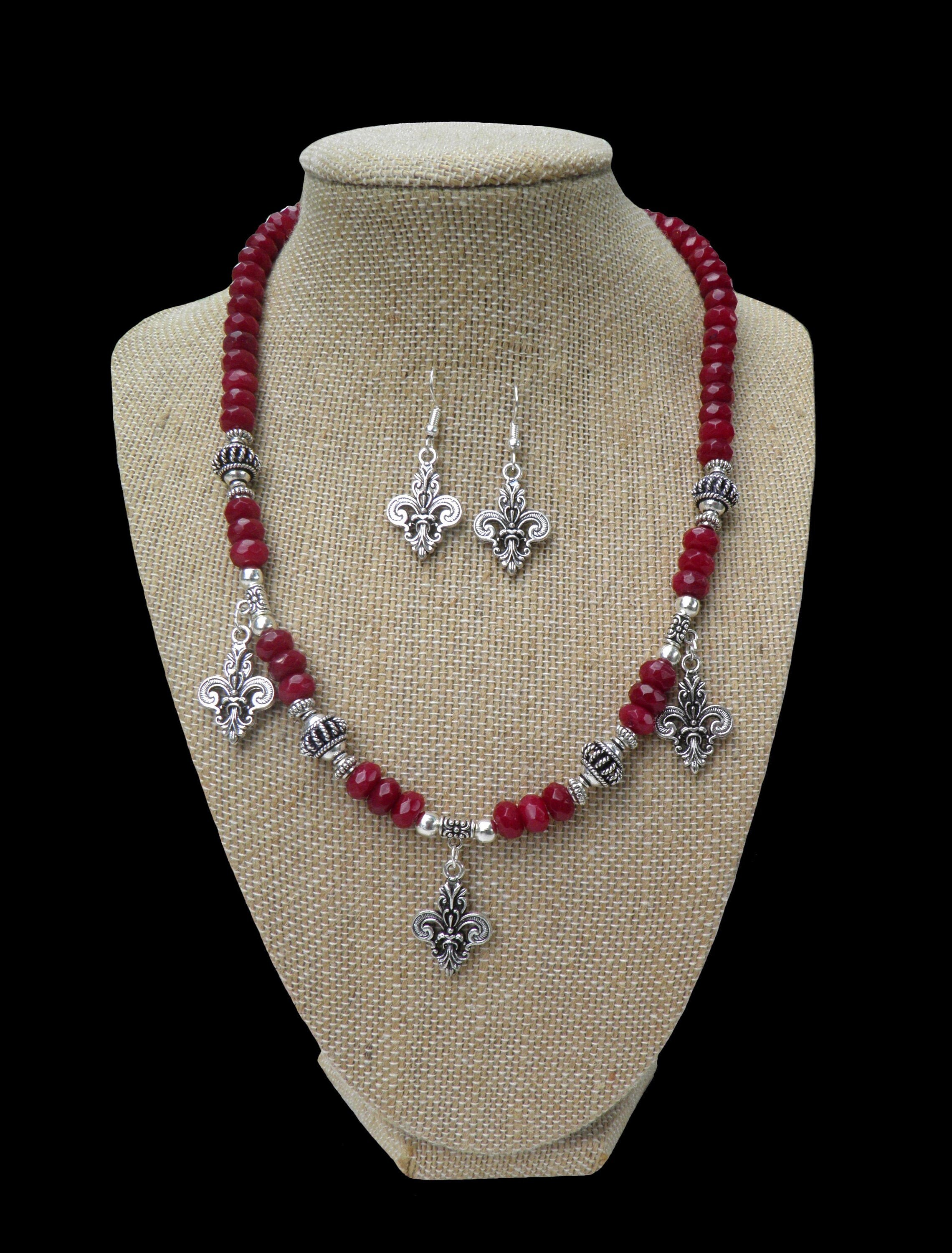 222 Renaissance Fleur De Lis - "brazilian Ruby" Gemstone Necklace ...