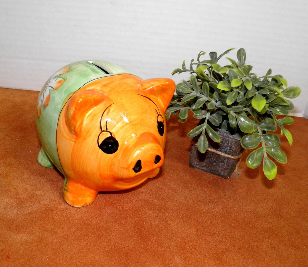 K’s Collection Vintage Floral Daisy Ceramic Piggy Bank, Farmhouse ...