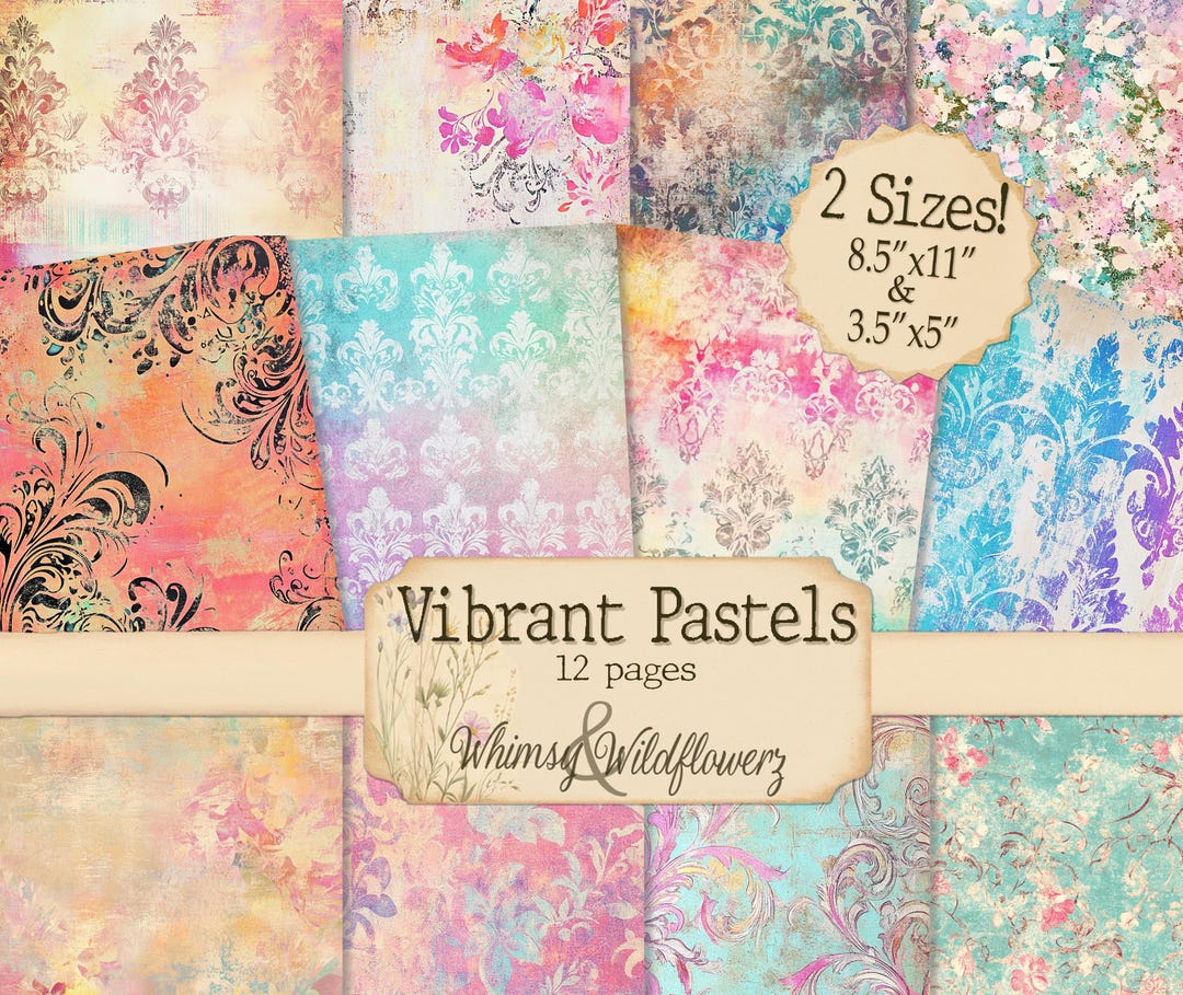 Vintage Pastel Scrapbook Paper: Aged Floral Designs (instant Download ...