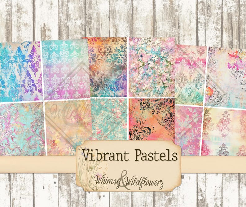 Vintage Pastel Scrapbook Paper: Aged Floral Designs (instant Download ...