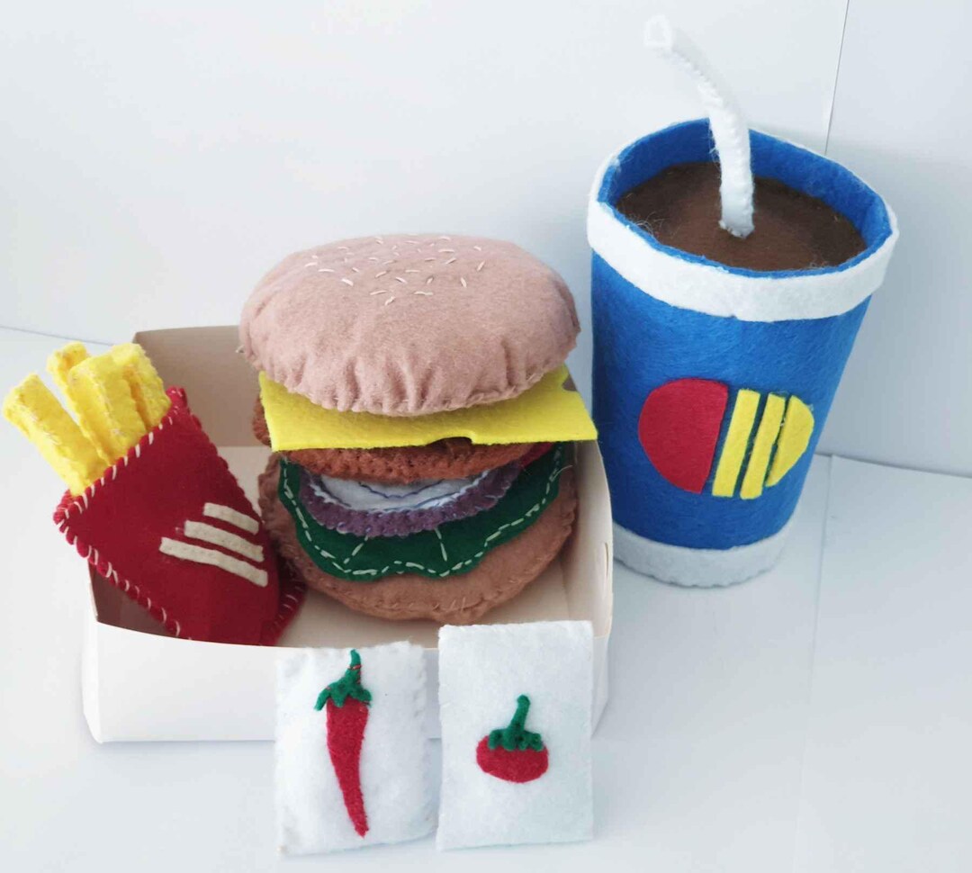Felt Burger Play Set , Pretend Play, Felt Food, Pretend Kitchen - Etsy