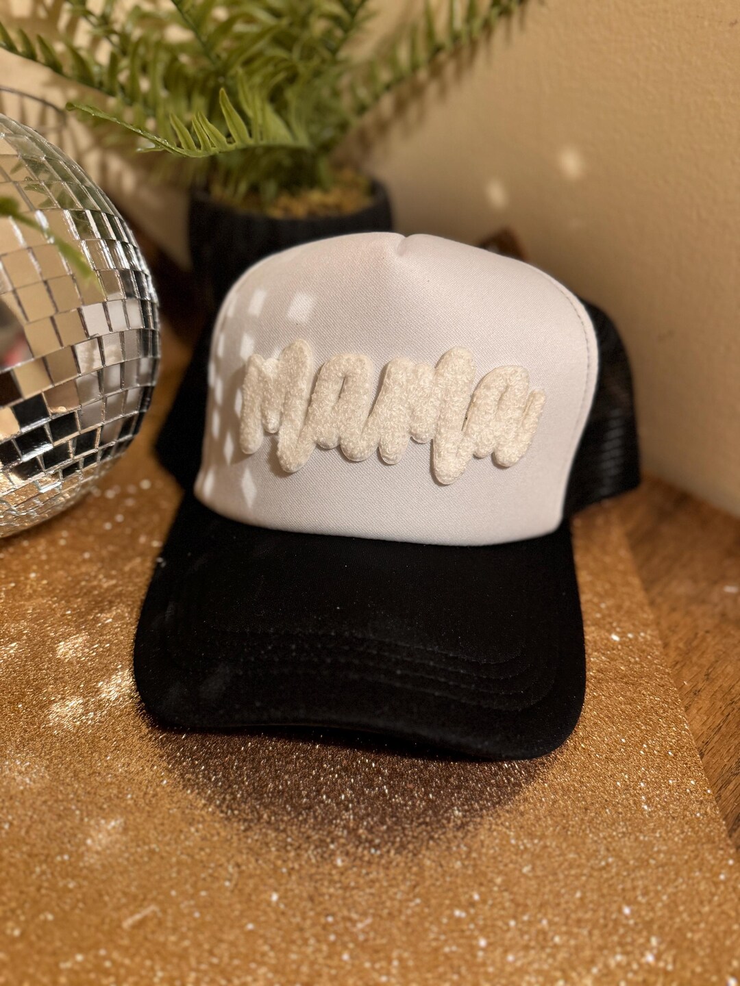 Mama White Chenille Embroidered Iron on Patch Mama Patch Trucker Hat ...