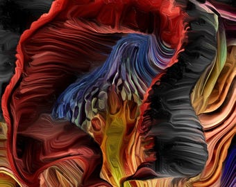 Canvas Print “misregistration in Cobalt and Coral” | Abstract ...