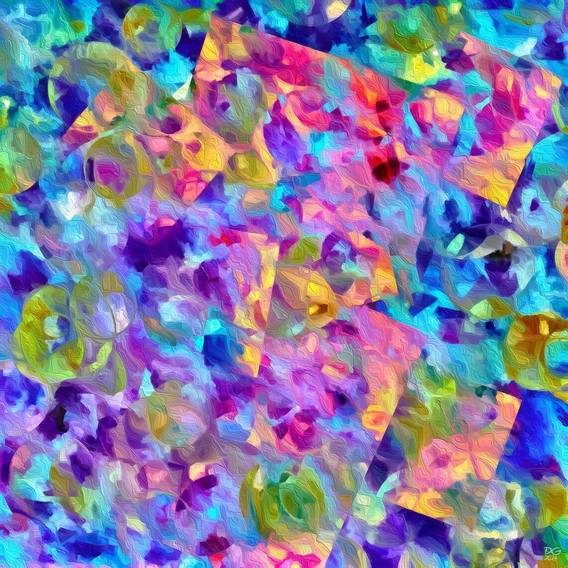 Canvas Print “misregistration in Cobalt and Coral” | Abstract ...