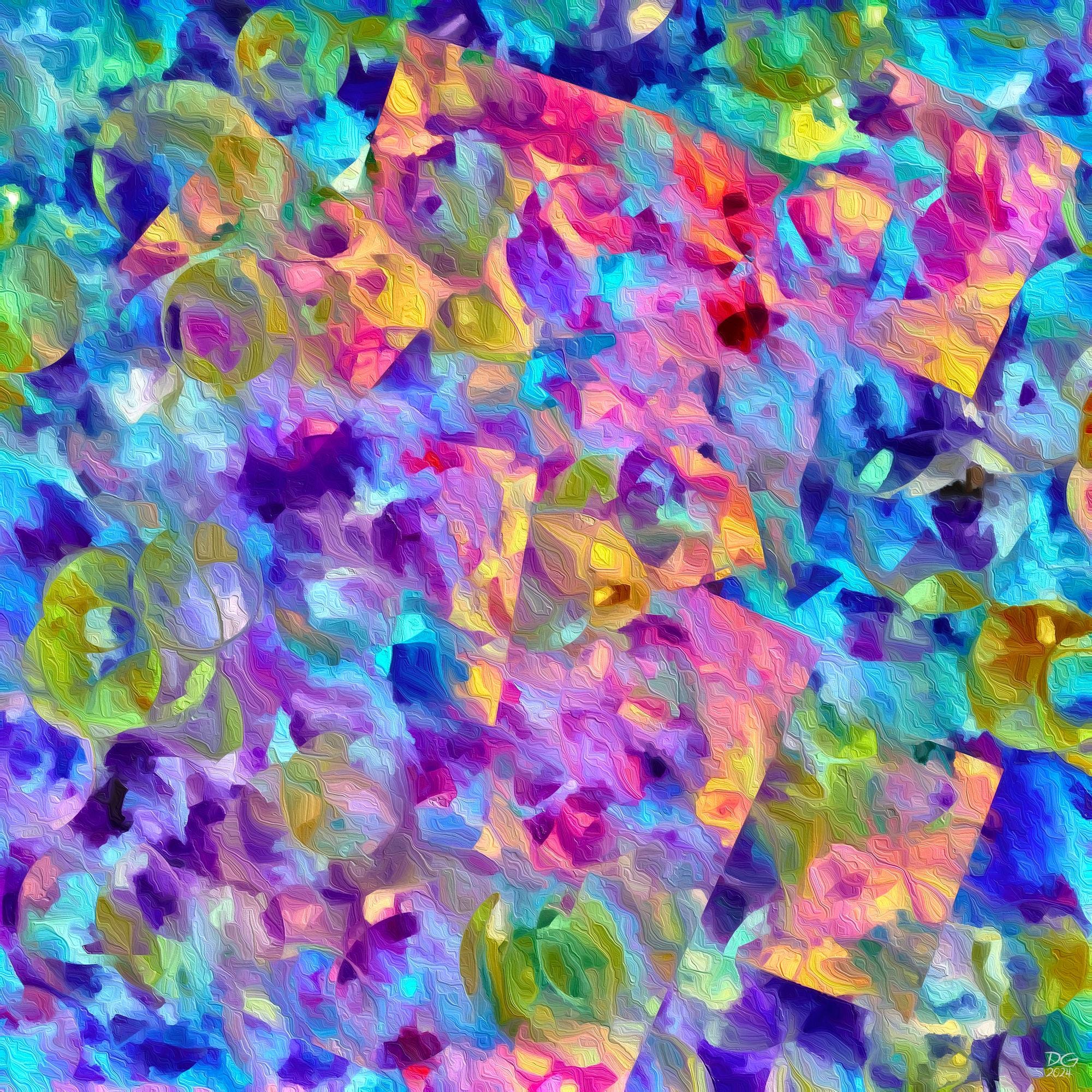 Canvas Print “misregistration in Cobalt and Coral” | Abstract ...