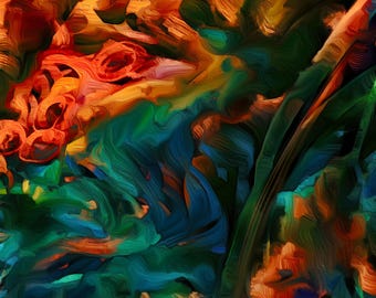 Canvas Print “misregistration in Cobalt and Coral” | Abstract ...