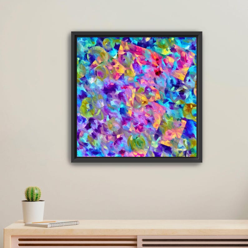 Canvas Print “misregistration in Cobalt and Coral” | Abstract ...