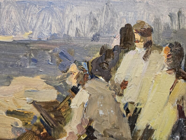 Vintage Ukrainian Impressionism Oil Painting, Yusov, Shore Scene, 5 ...