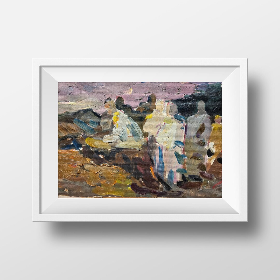 Vintage Ukrainian Impressionist Oil Painting, Shore Scene, Yusov, (7 ...