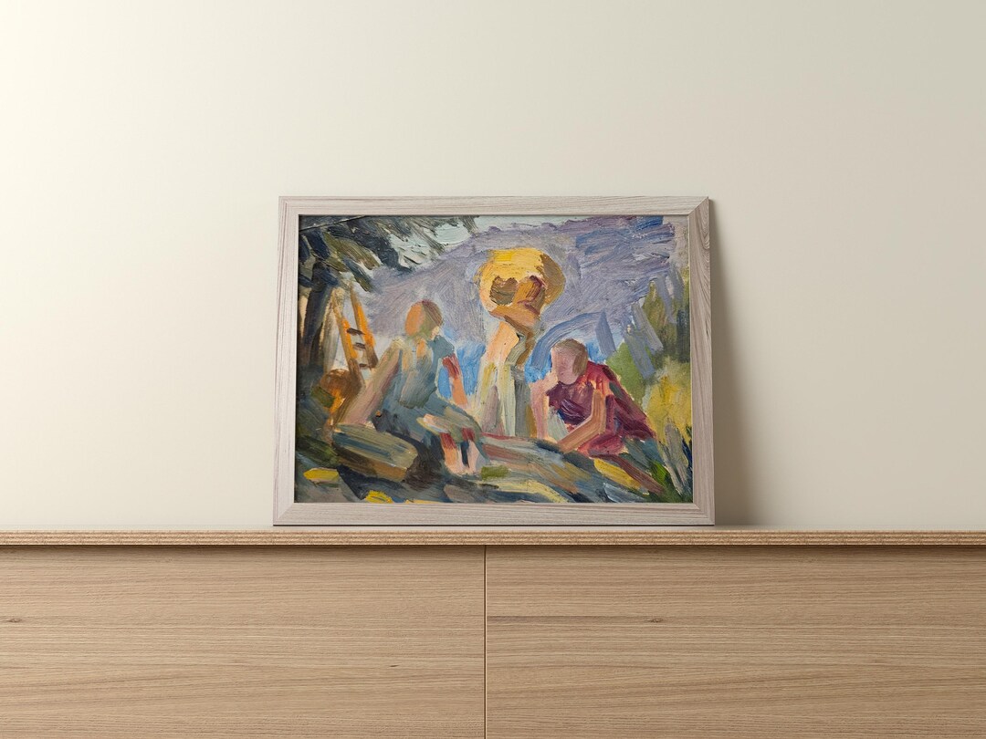 Vintage Ukrainian Impressionism Oil Painting, Harvest Scene, Yusov Art ...