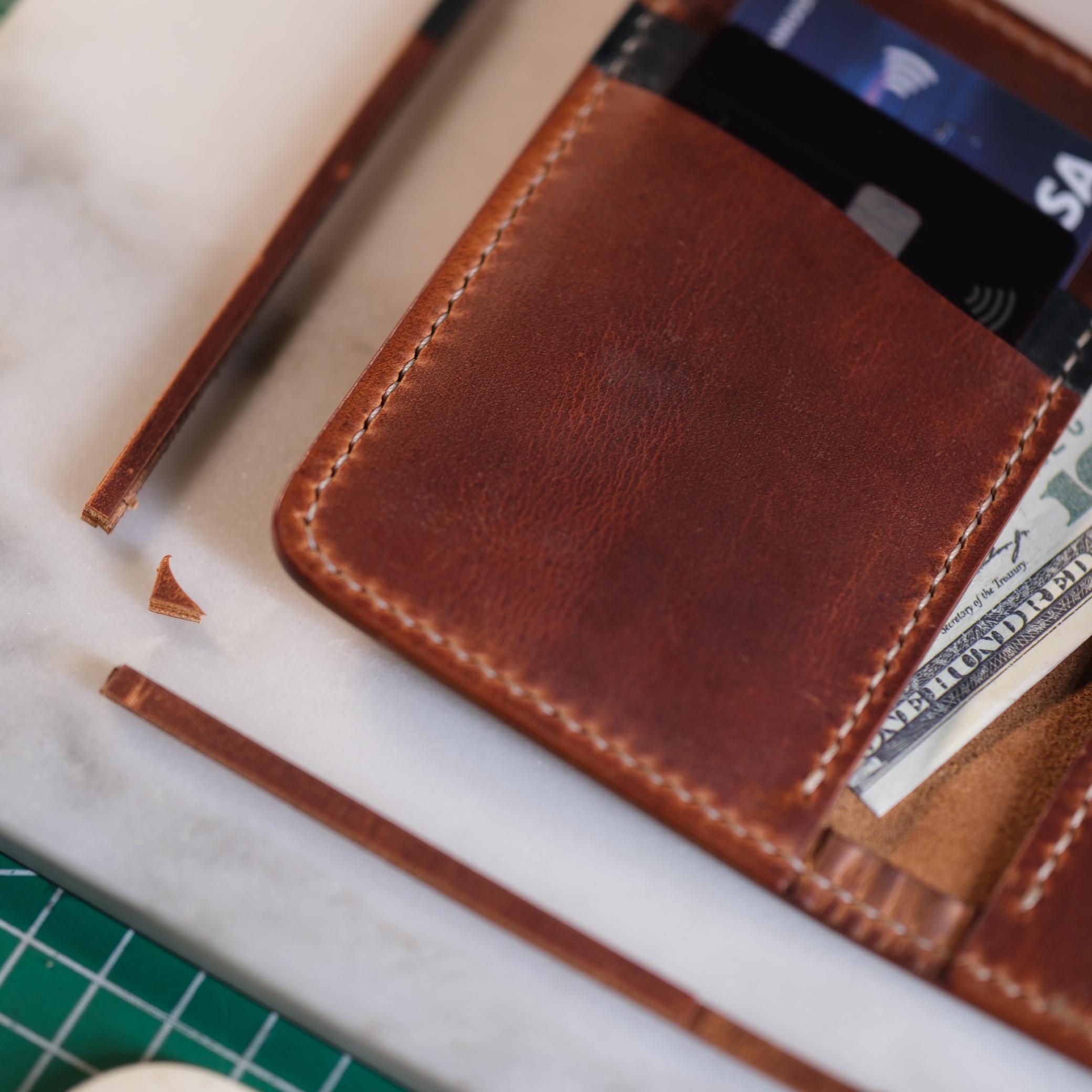 Leather Vertical Wallet V1 Handmade Premium Cognac & Black Crazy ...