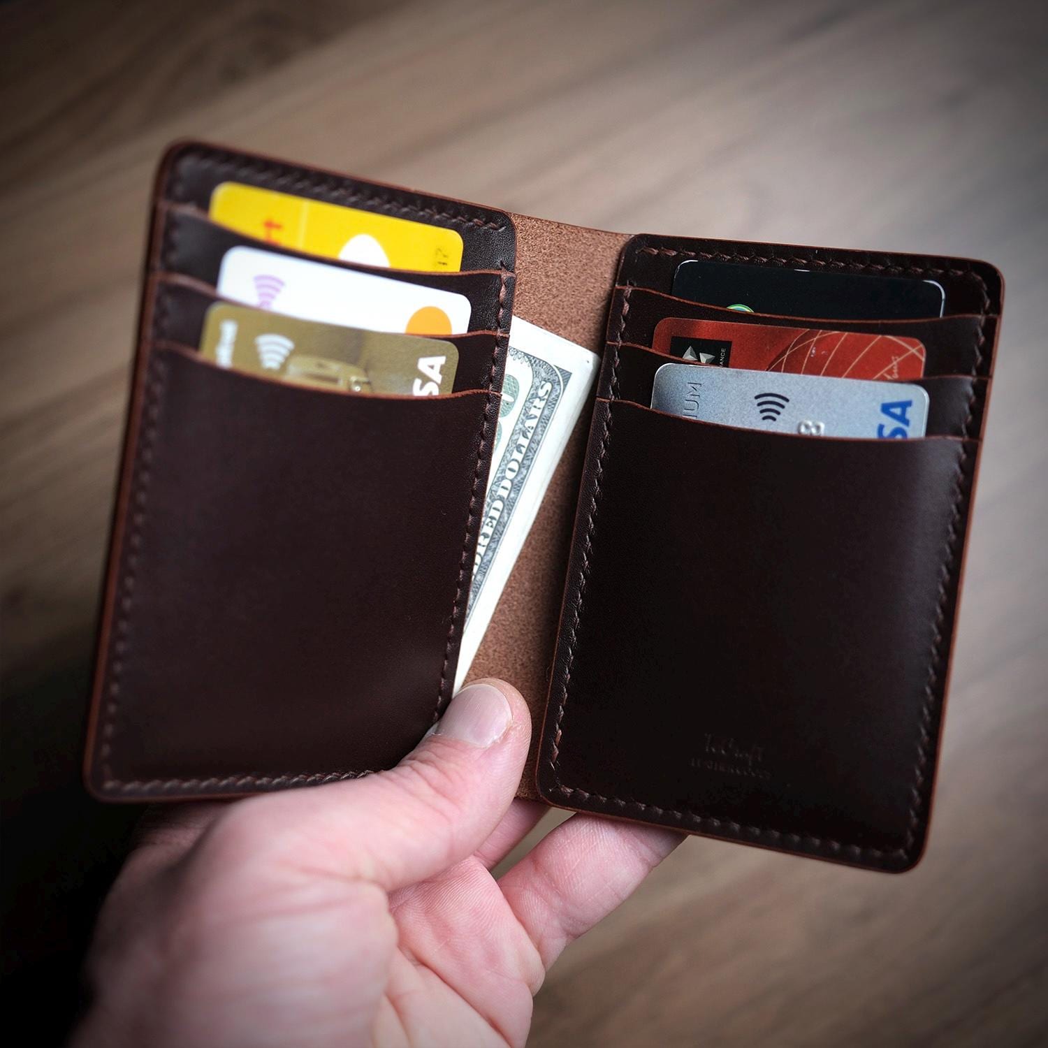 Handmade Leather Vertical Wallet V2 – Classic, Minimalist Genuine ...