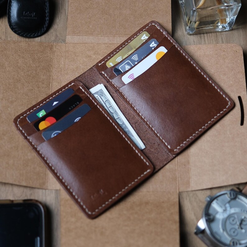 Handmade Leather Vertical Wallet V2 Classic, Minimalist Genuine Leather ...
