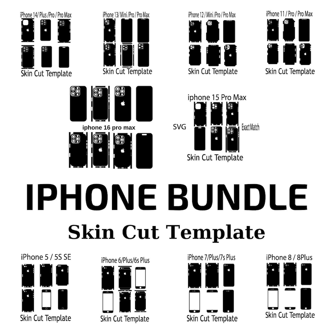 IPhone Skin Template Bundle: Full Wrap SVG, Cricut, Silhouette (digital ...