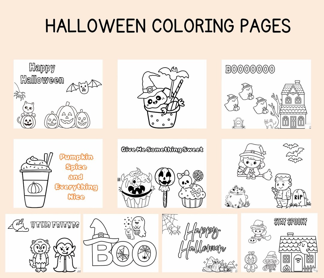 Halloween Coloring Pages 10 Pack - Digital Download, Printable ...