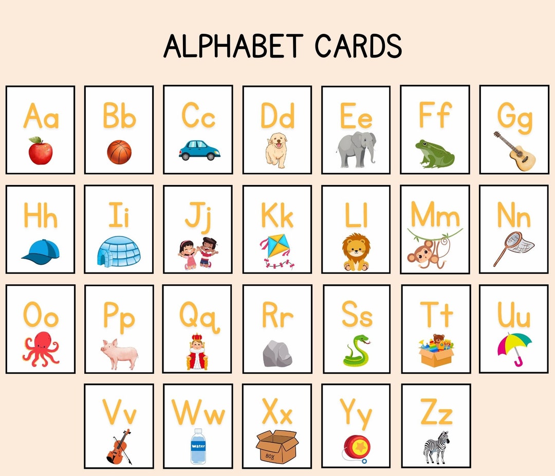 Alphabet Cards - Digital Download, Alphabet Flash Cards, Printable ABC ...