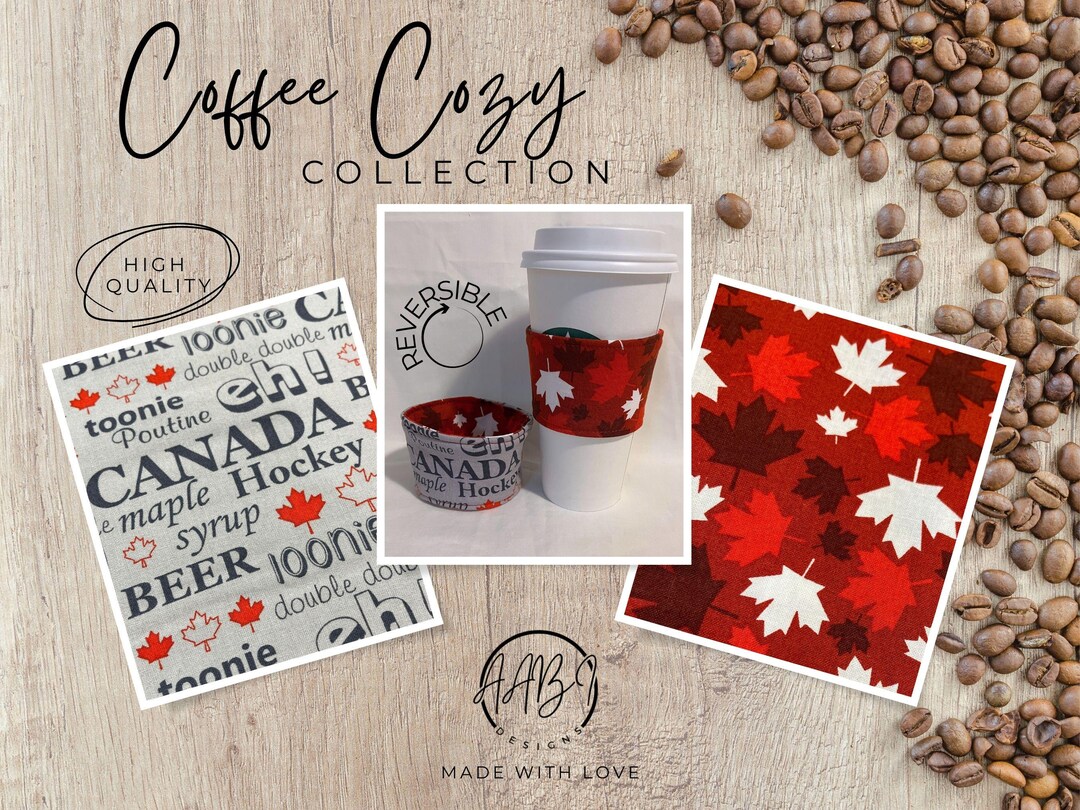 Canada Coffee Cozy | Reversible Java Jacket | Handmade Coffee Sleeve ...