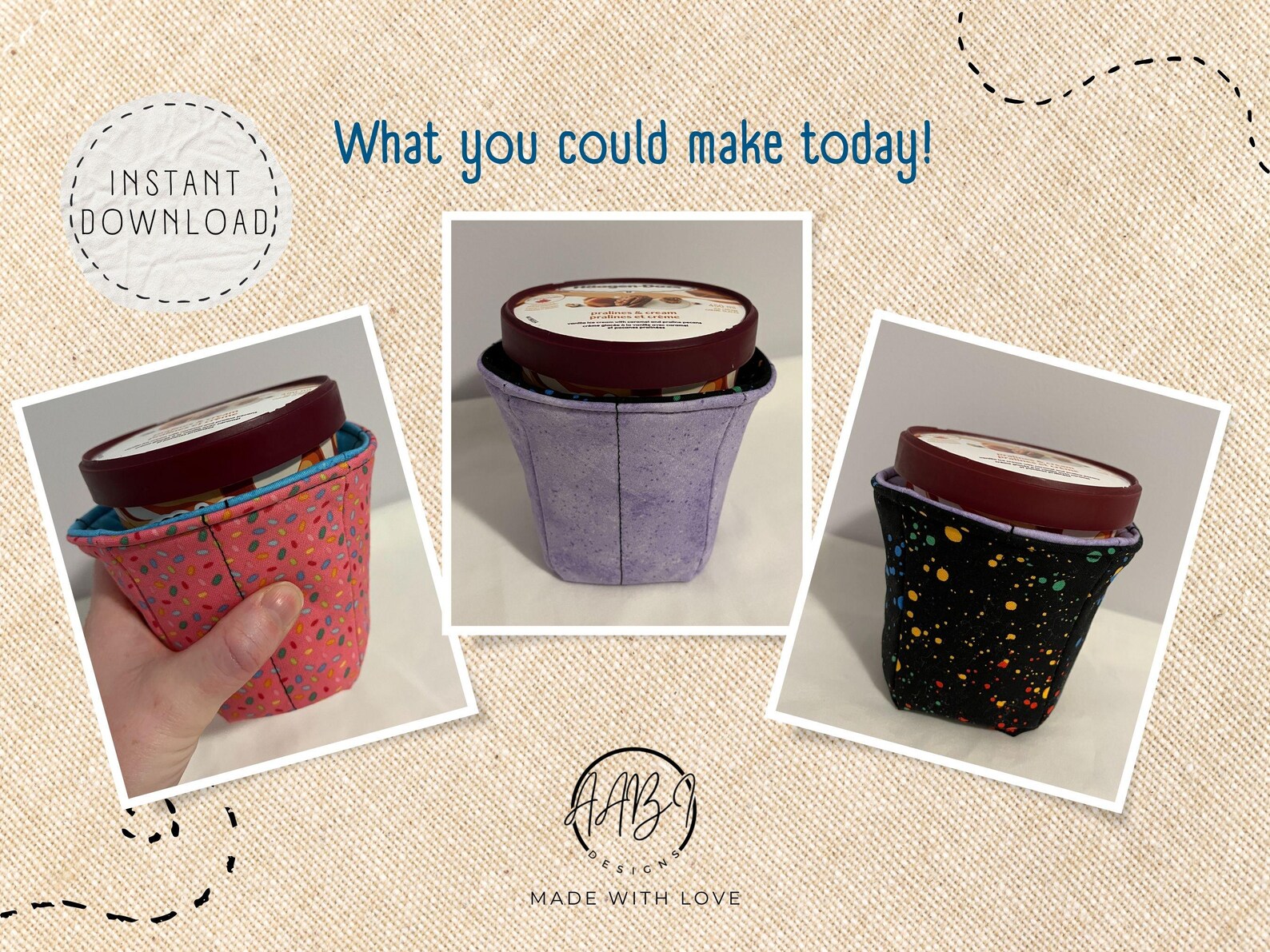 Ice Cream Cozy Sewing Pattern | PDF Digital Download | Reversible ...