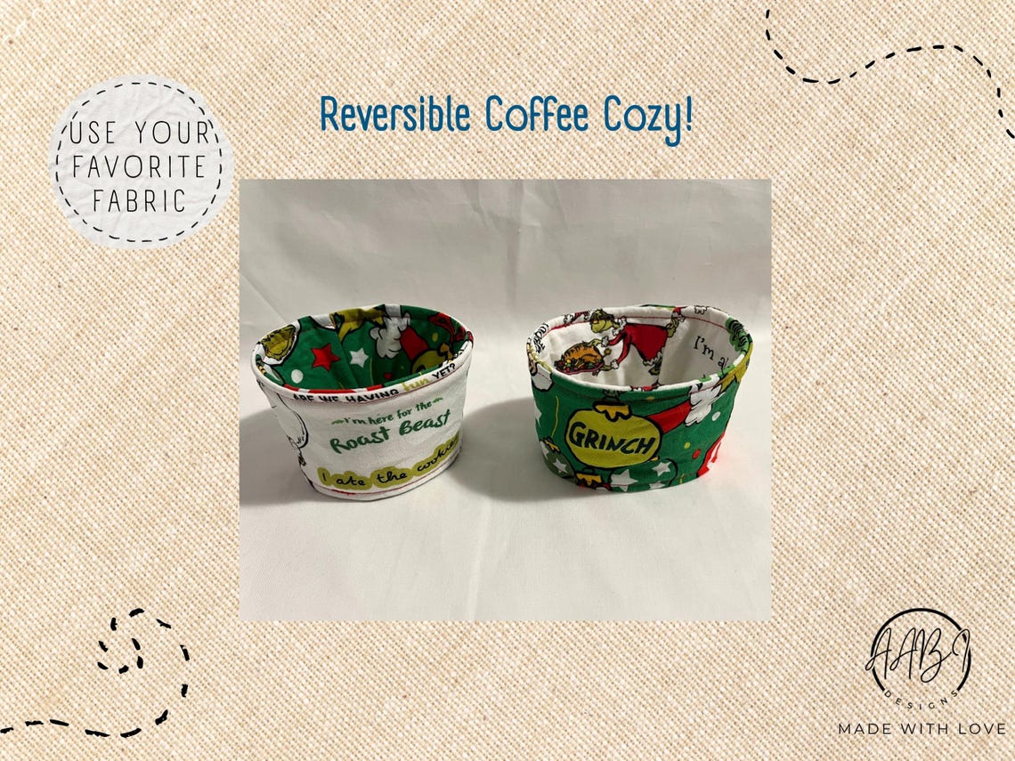Coffee Cozy Sewing Pattern | PDF Digital Download | Reversible | How to ...