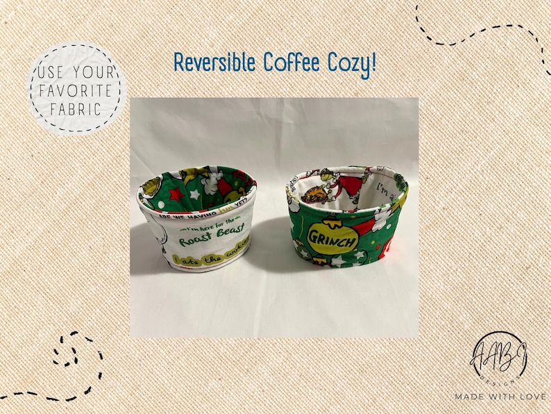 Coffee Cozy Sewing Pattern | PDF Digital Download | Reversible ...