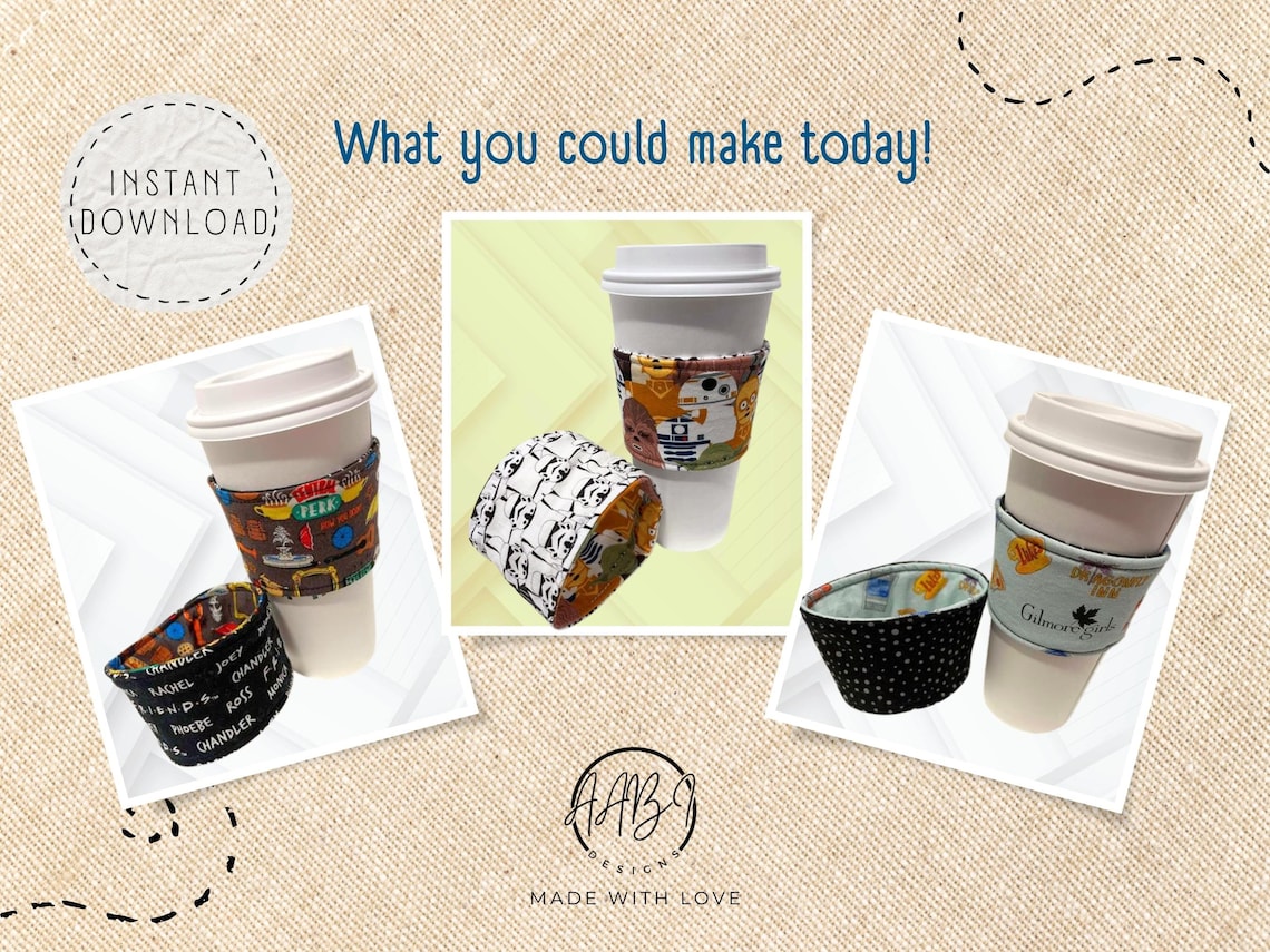 Coffee Cozy Sewing Pattern | PDF Digital Download | Reversible | How to ...