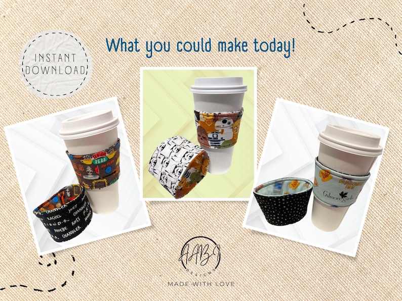 Coffee Cozy Sewing Pattern | PDF Digital Download | Reversible | How to ...