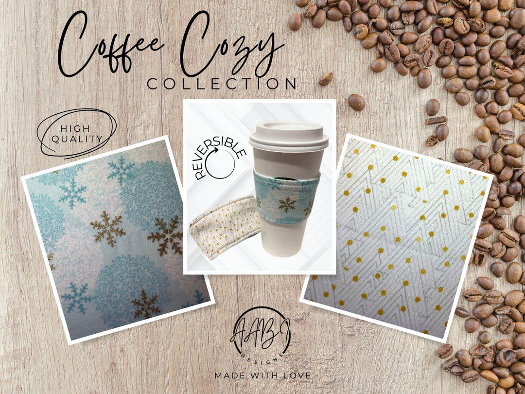 Snow Coffee Cozy Reversible Java Jacket Handmade Coffee Sleeve ...