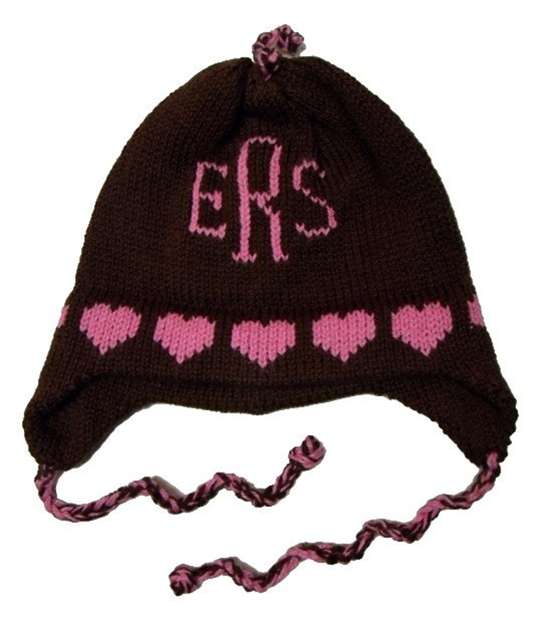 Personalized Earflap Hat - Hearts Monogram - Etsy