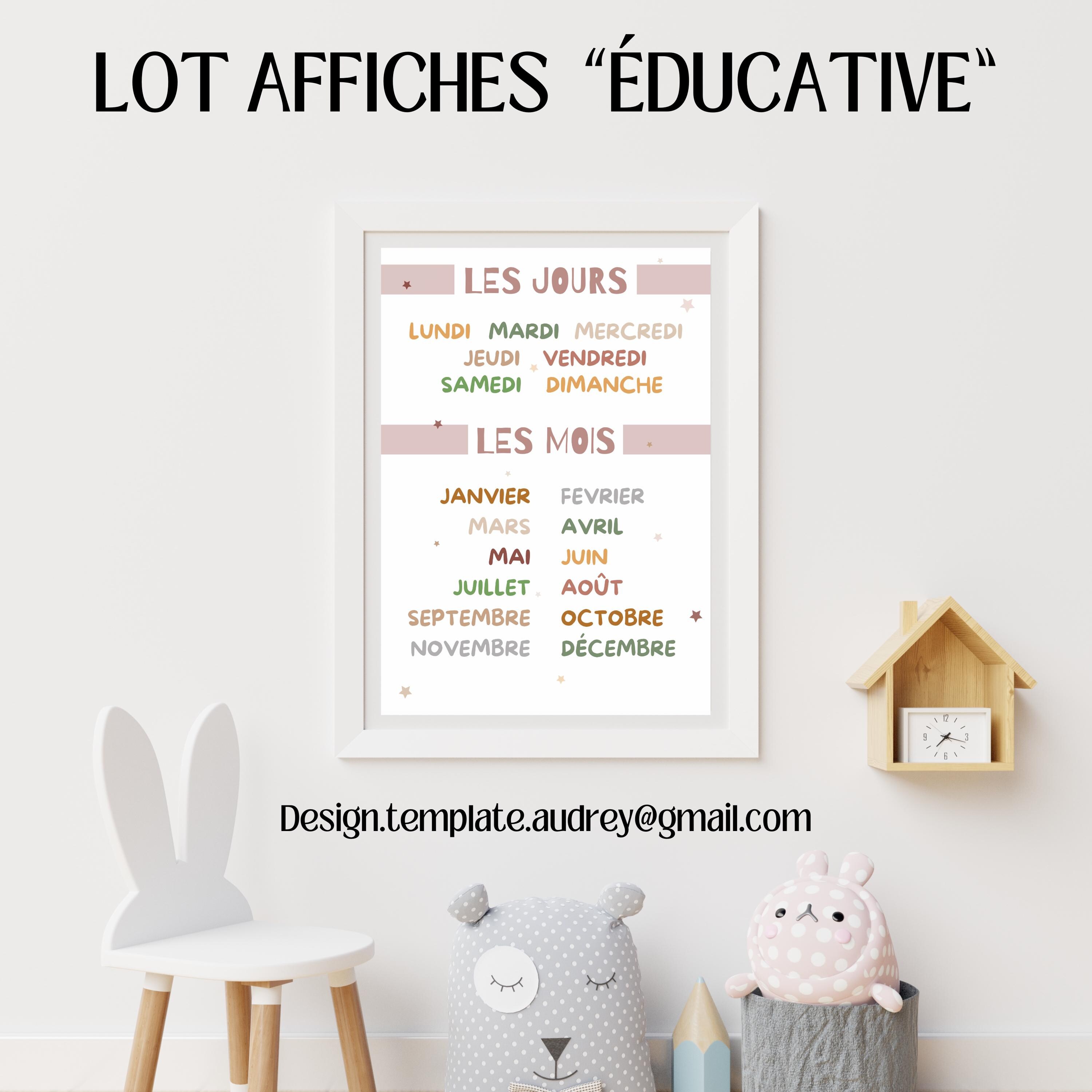 4 Educational Decorative Posters / Customizable Children's Poster Model ...