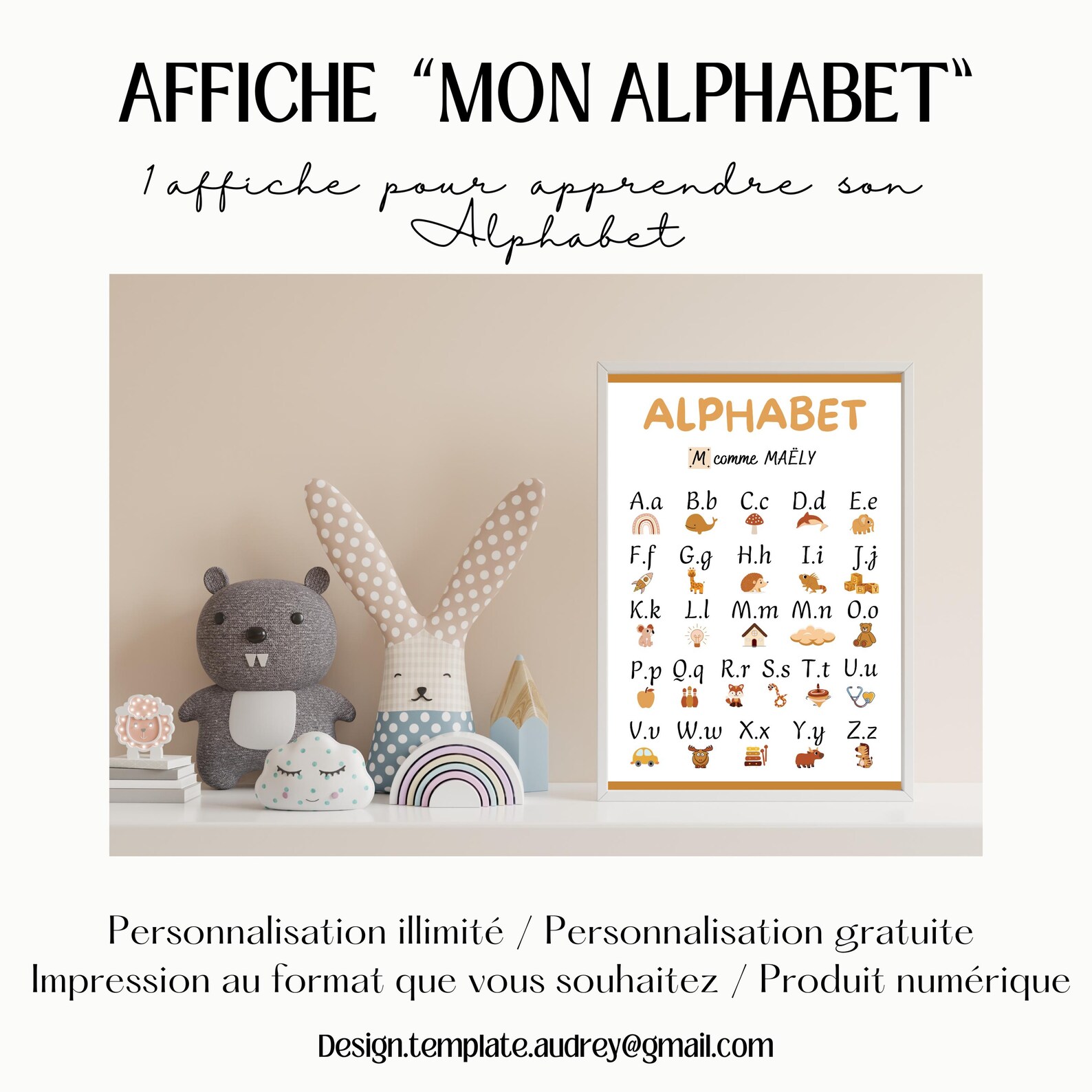 Alphabet Decorative Poster / Customizable Children's Alphabet Poster ...