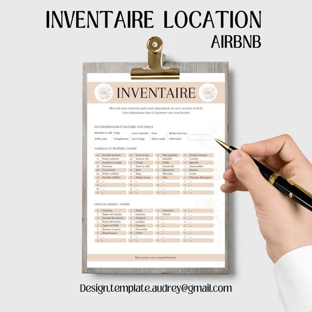 Customizable Airbnb Inventory Sheet / Checklist Poster Template for ...