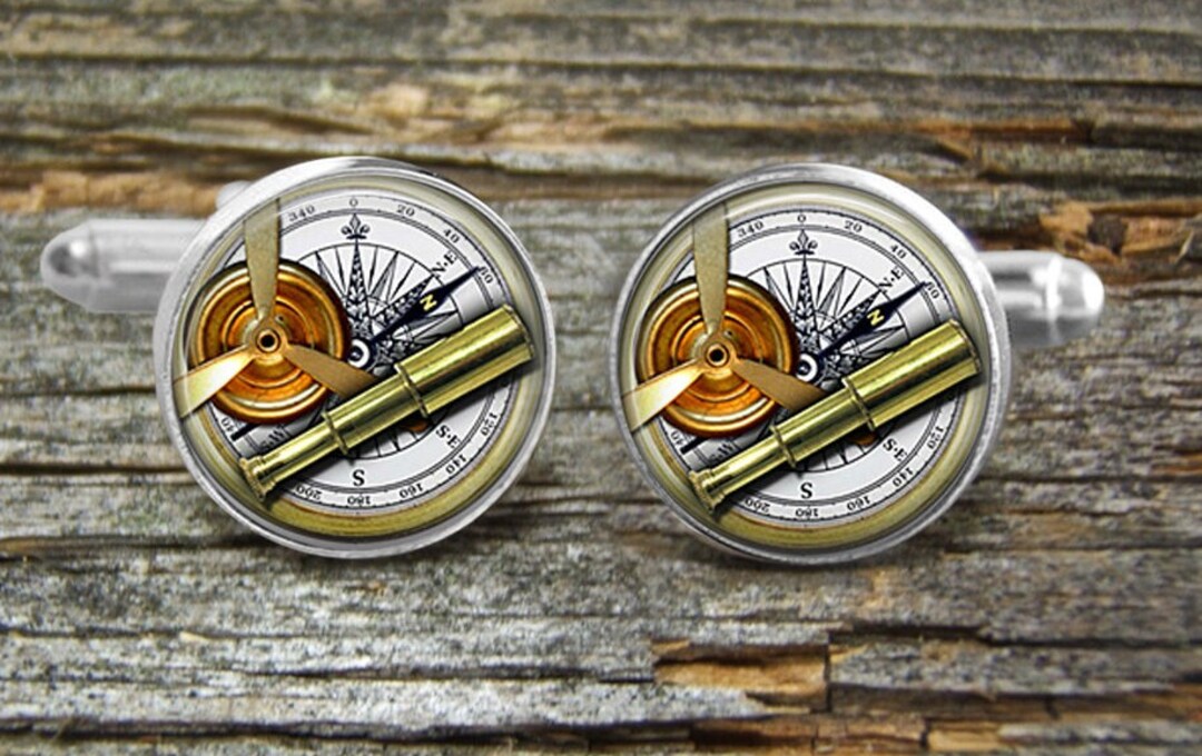 Steampunk Cufflinks-airplane Cufflinks-propeller Compass Cufflinks ...