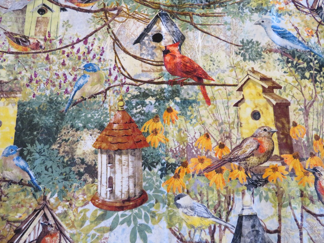Modest Dwellings Bird Print by Time Coffey. 1/2 Yard. - Etsy