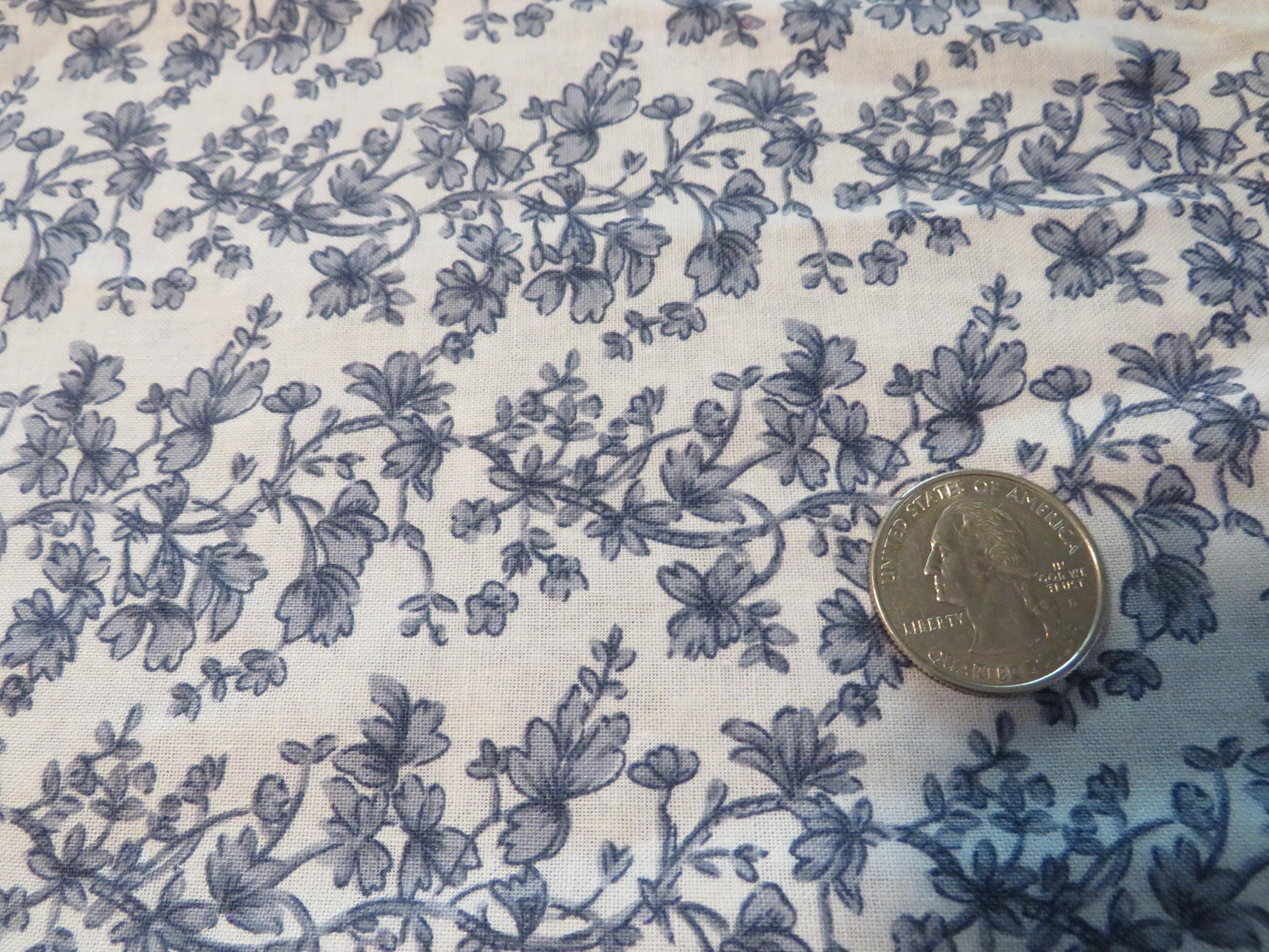 Blue/gray Floral Stripe. 1/2 Yard. - Etsy