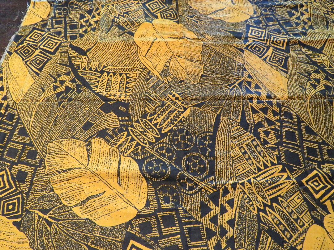 60" Wide Black and Yellow Leaf Print by D'jon. 1 Yard. - Etsy