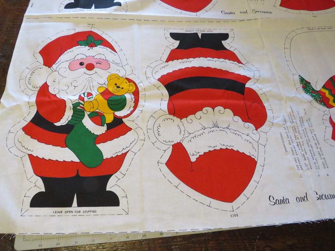 Stuffed Christmas Dolls Fabric Panel. 18"x44" - Etsy