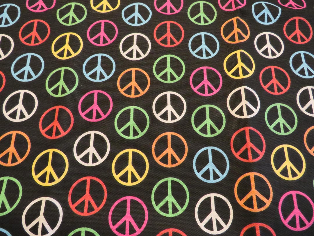 Rainbow Peace Signs on Cotton Duck by Brother Sister. 1/2 Yard. - Etsy