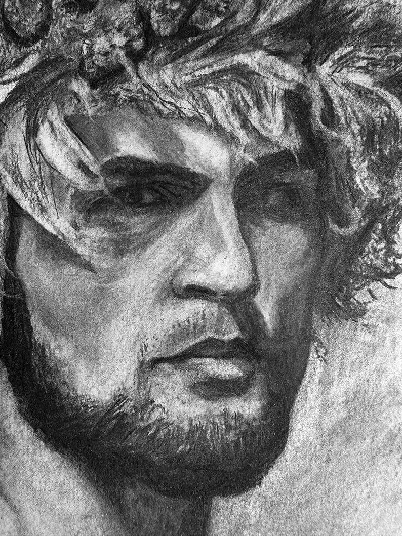Khabib Nurmagomedov Hand Drawn Original Charcoal Portrait Drawing Wall ...
