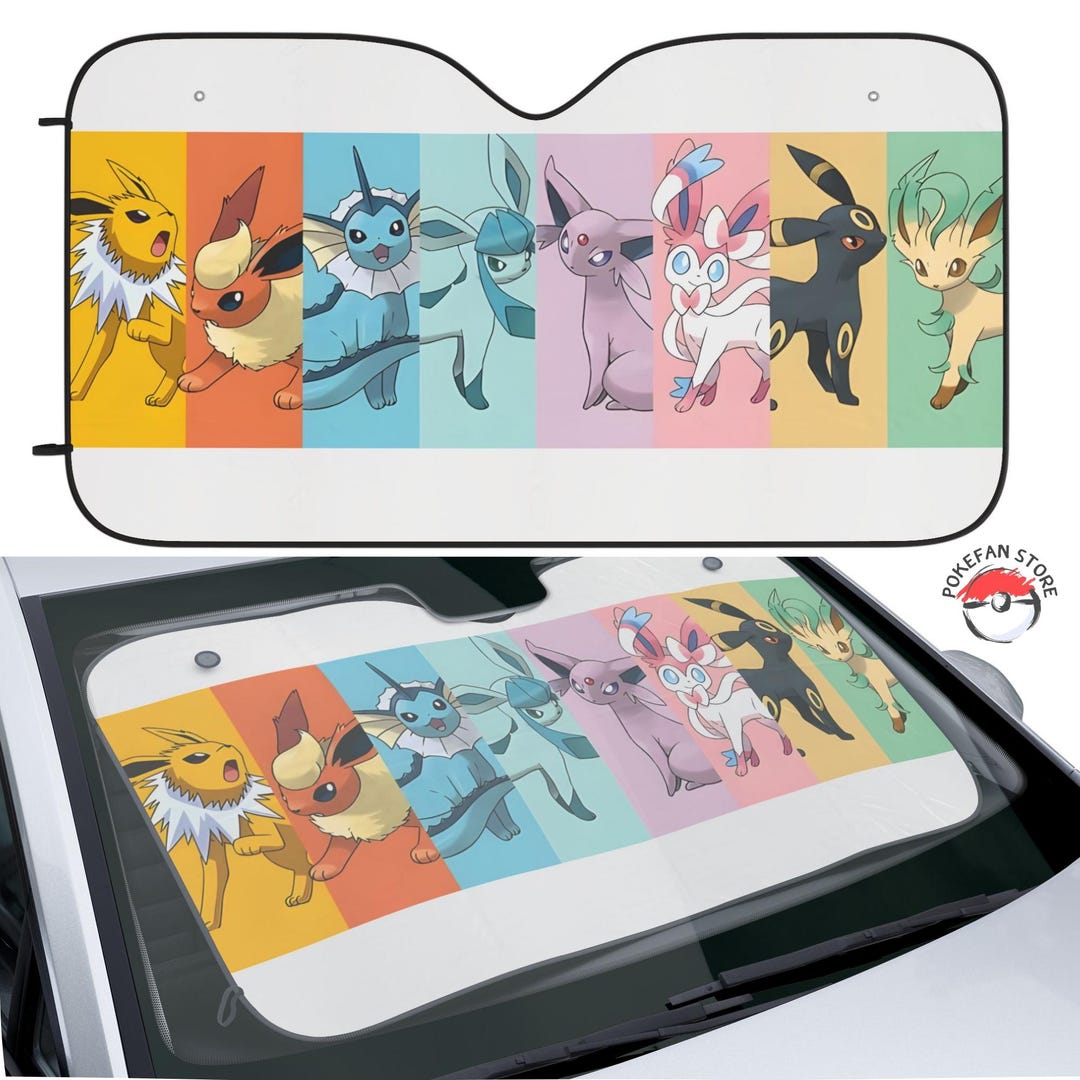 Pokemon Car Sun Shade Cute Anime Auto Windshield Cover Kawaii Cartoon ...