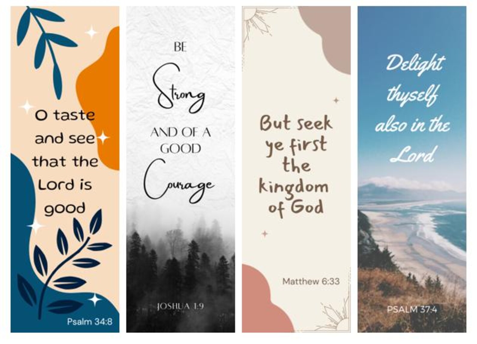 Set of 8 Printable KJV Bible Verse Bookmarks Bible, Church ...