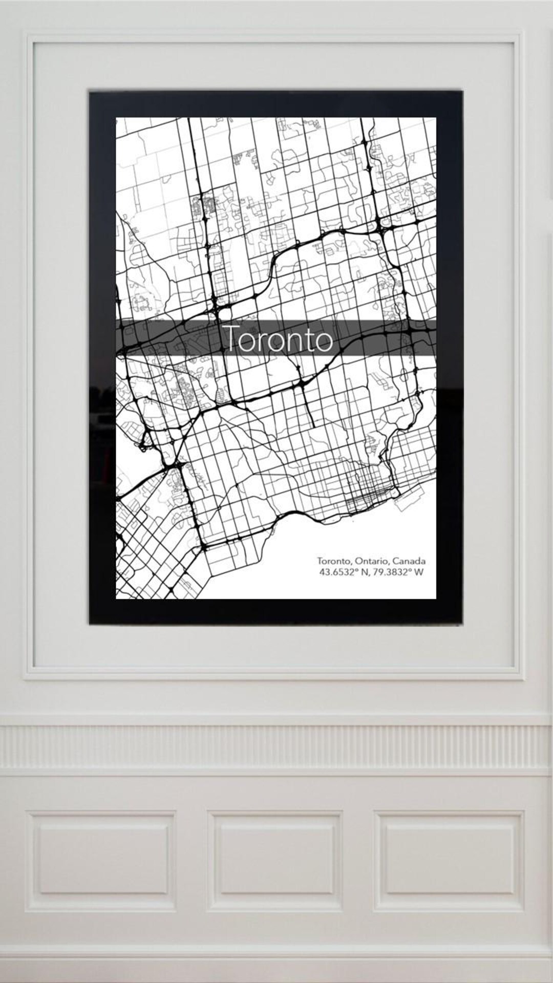 Toronto Map Outline Wall Art Minimalist Toronto City Map Print Modern ...