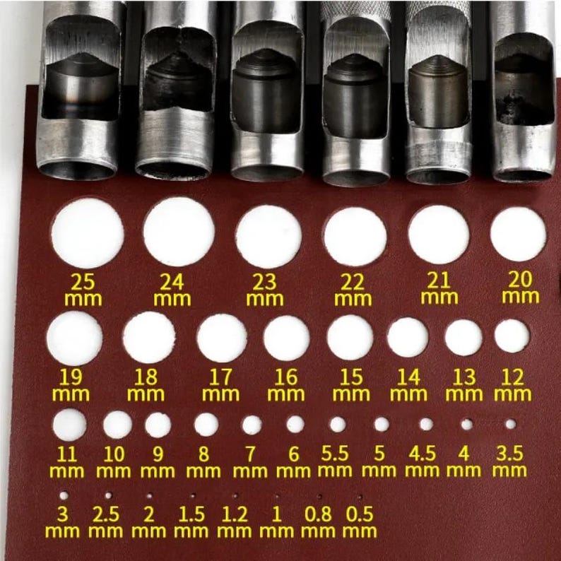 6pcs Leather Hole Punch Tool Set - Round Hollow Punches for Sewing ...