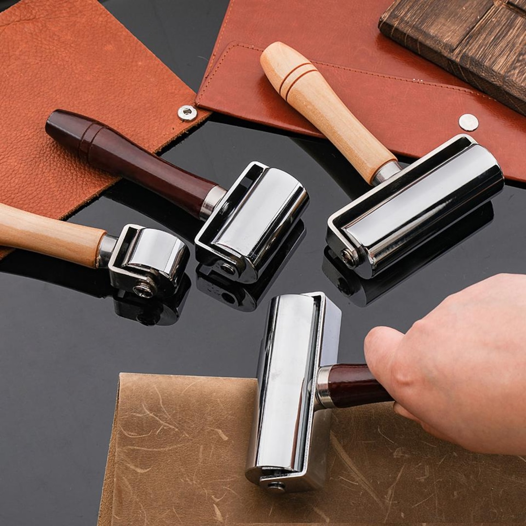Leather Edge Roller Tool – Wooden Handle Press Creaser for Crafting ...