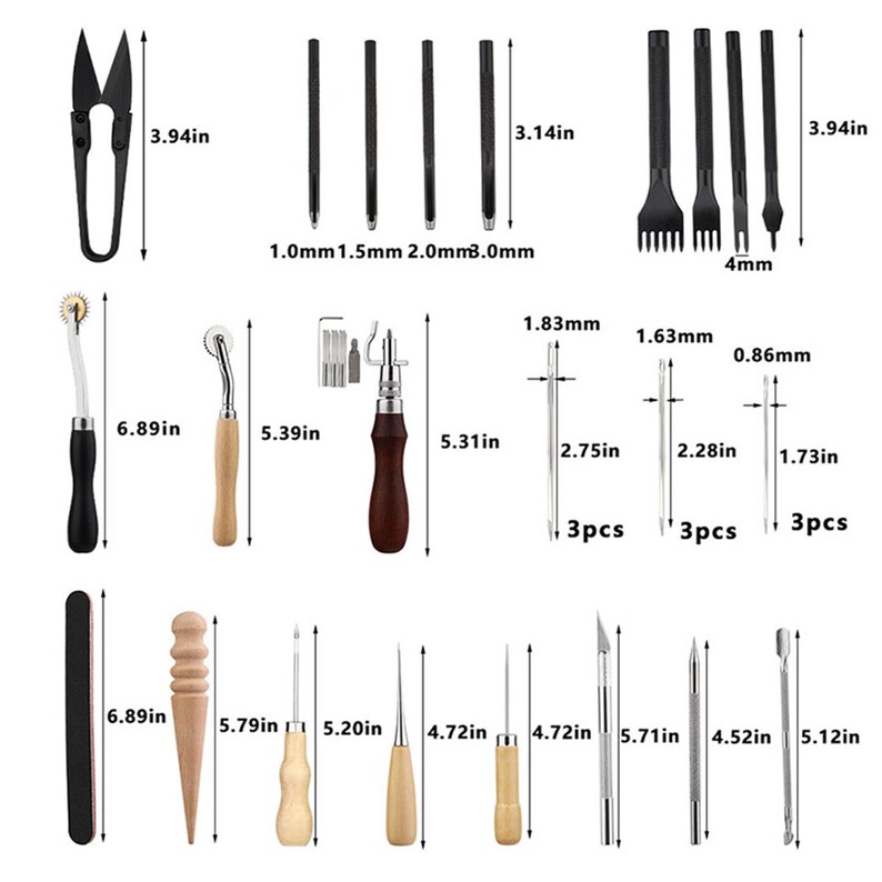Leather Sewing Kit | With Awl Hand Sewing | Stitching Needles | Thread ...