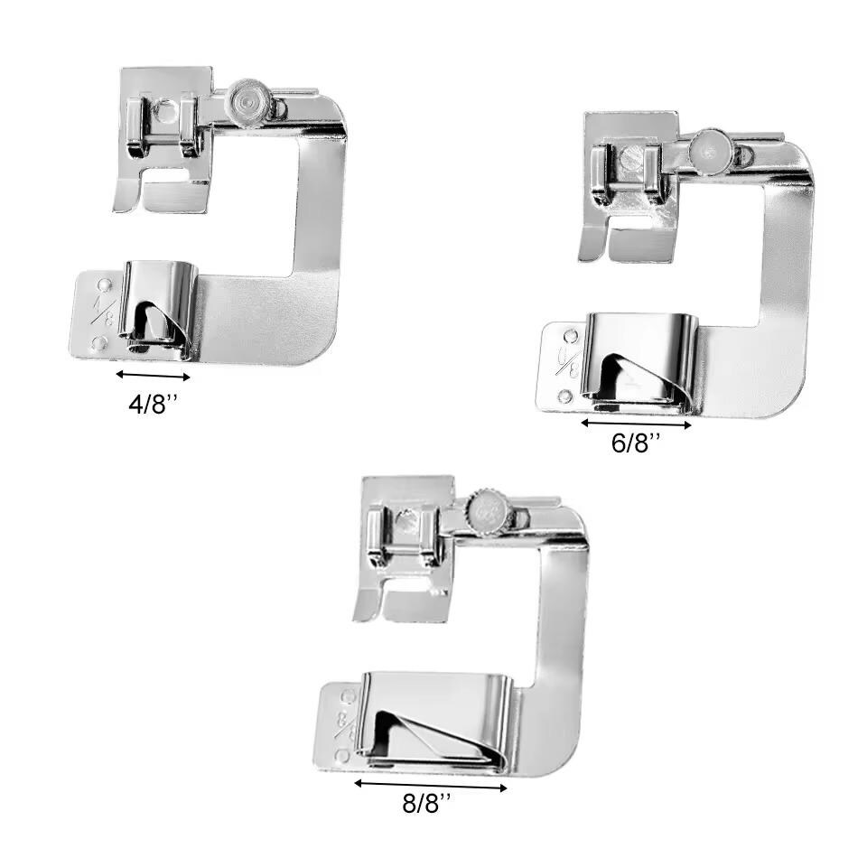 3pcs Hem Presser Foot Set for Sewing Machines – Wide & Narrow Rolled ...