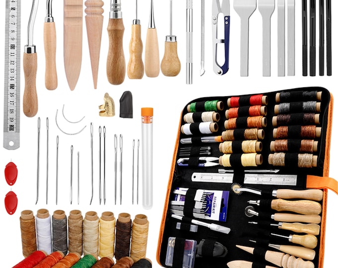 Boxed Leather Tool Set Leather Craft Leather Set Hand Stitched Handmade ...
