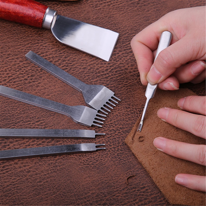 Leather Craft Tool Kit | Leather Hand Sewing Repair Kit | Stitching ...