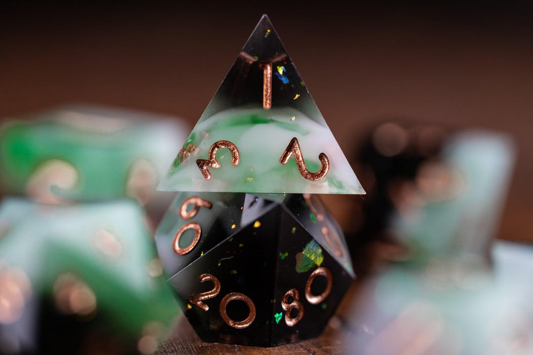 Green Jade Dice Set for Dnd | Sharp Edge Polyhedral Dice | Nightfall ...