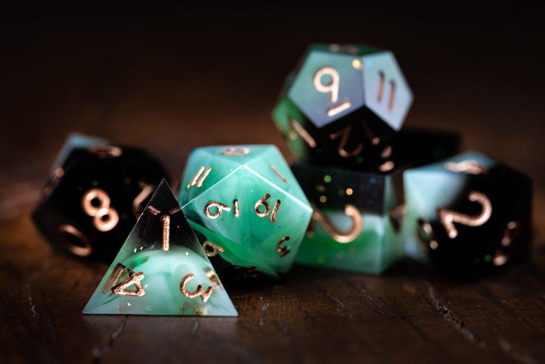 Green Jade Dice Set for Dnd | Sharp Edge Polyhedral Dice | Nightfall ...