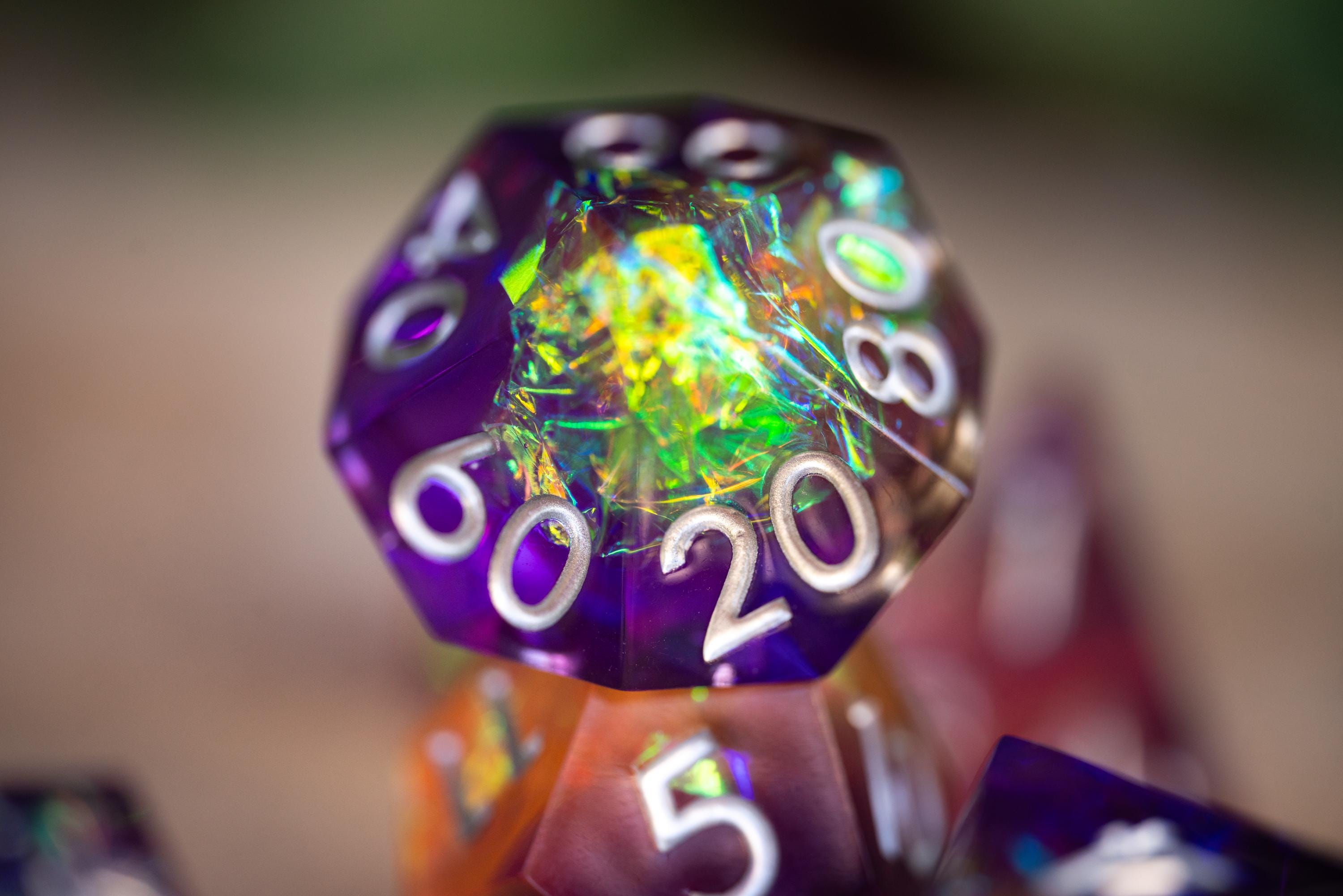 Dnd Dice / Sharp Edge Dice / Glitter Dnd Dice Set / Sunset Thistle ...